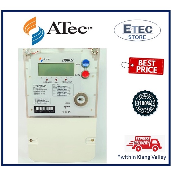 ATEC 3P4W kWh Meter 3x240/415V, 5/5A, 50Hz c/w MD 30 Min & Pulse Output ...