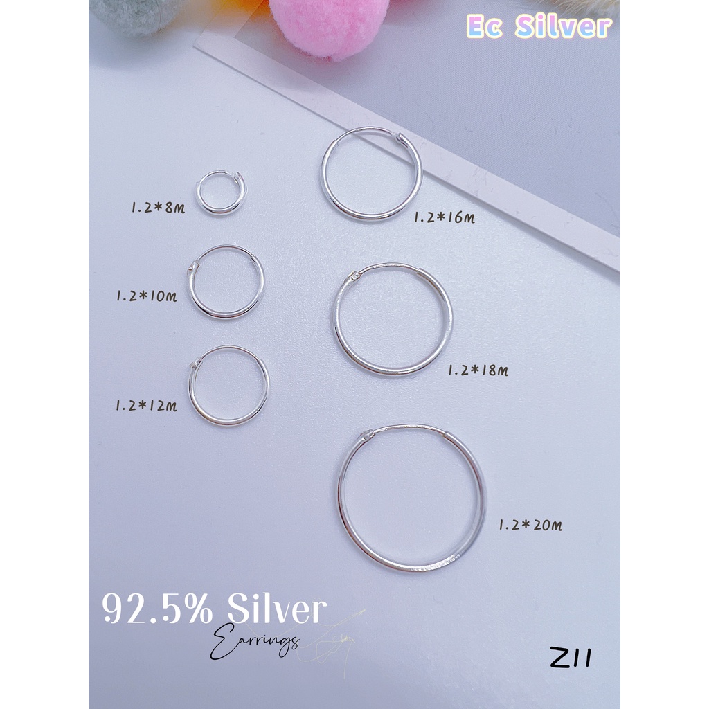 Silver 925 (Z11) Subang Bulat / Anting-Anting / Round Earring | Shopee ...