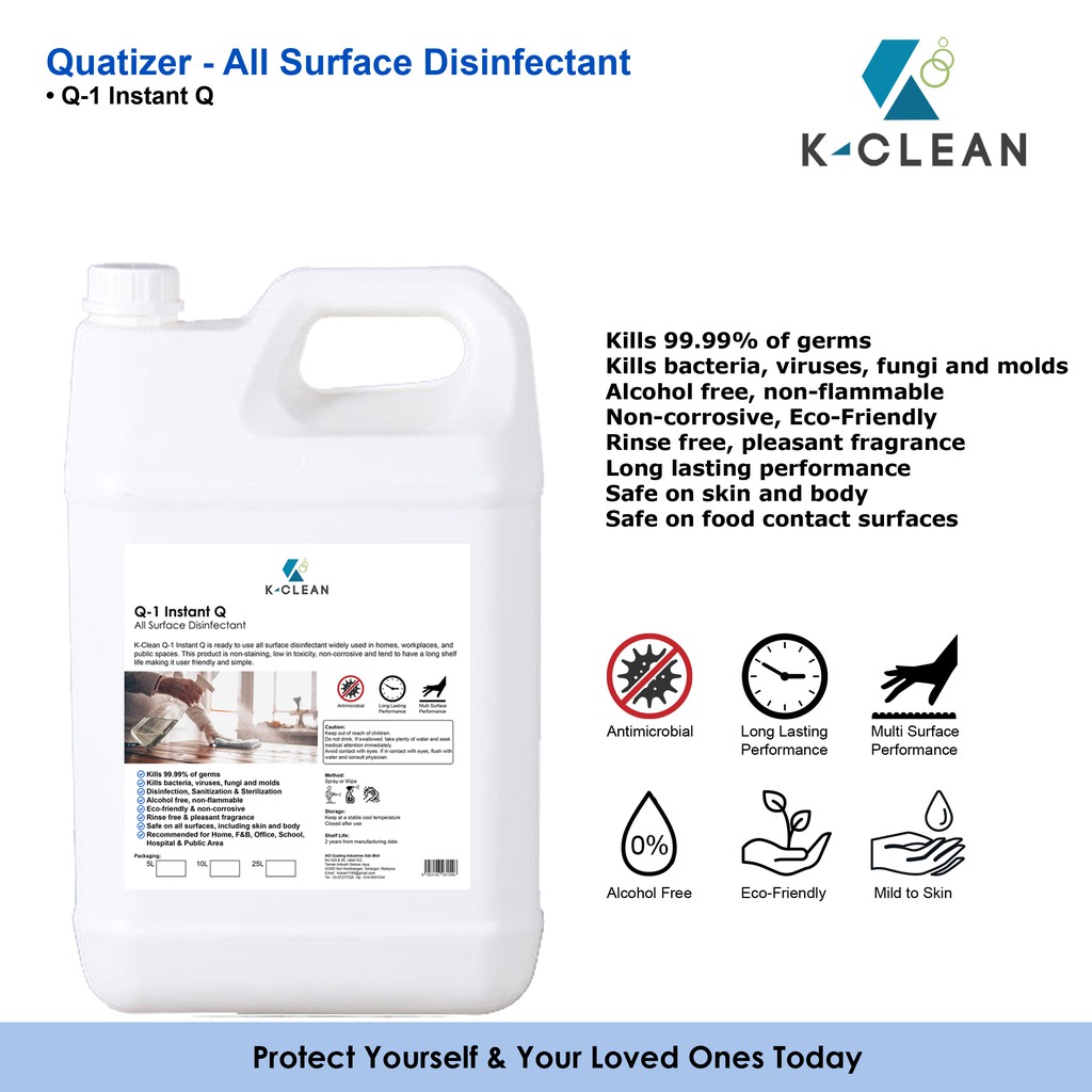 (5L) K-Clean Q1/Q5 All Surface Disinfectant, Multi Purpose Sanitizer ...