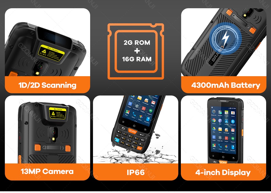 Android 8.1 Data Collector PDA Rugged Terminal Portable 1D 2D Honeywell ...