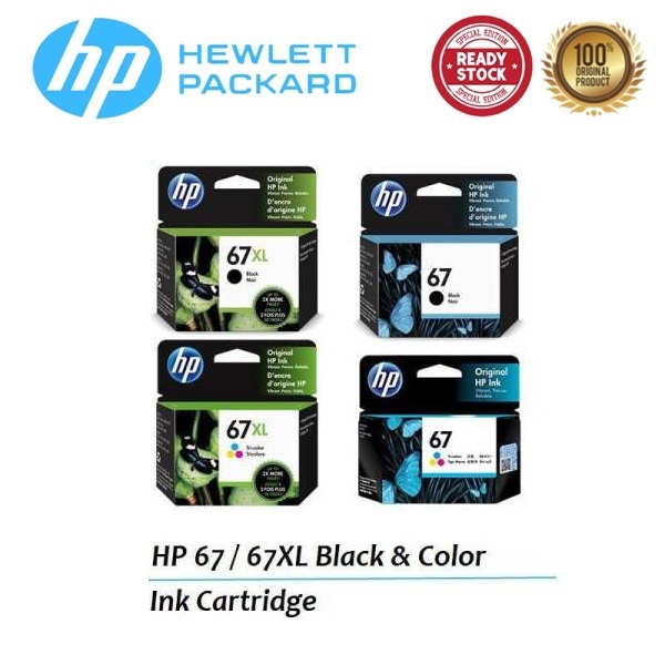 Ready Stock HP 67 / 67XL Deskjet Black and Color Ink Cartridge | Shopee ...