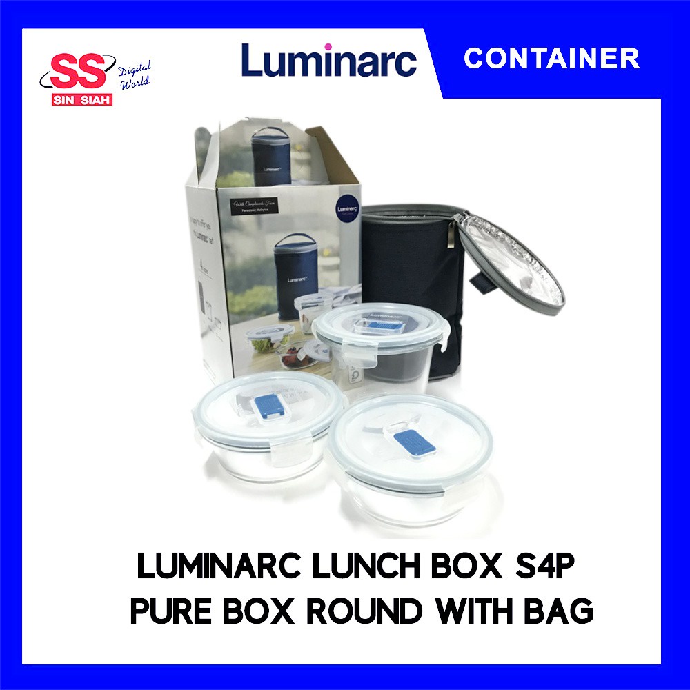 Luminarc Lunch box S4P Purebox Round With Bag | Shopee Malaysia