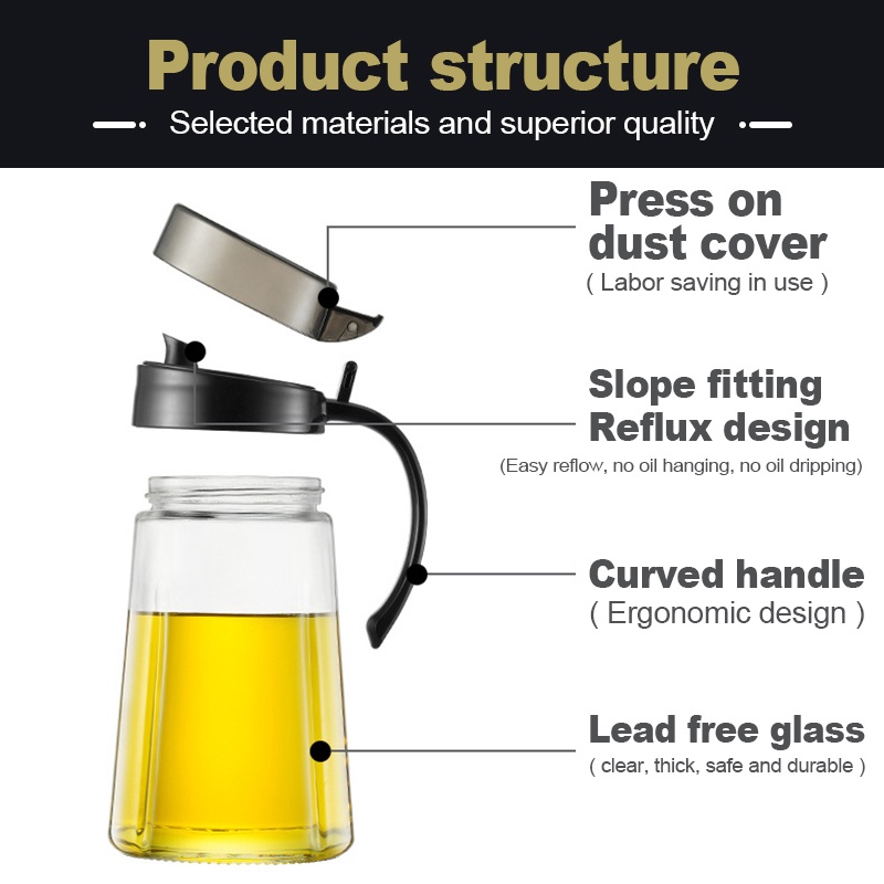 CROSSTO 6Pcs Seasoning Bottle Set Spice Jar Oil Dispenser Glass ...