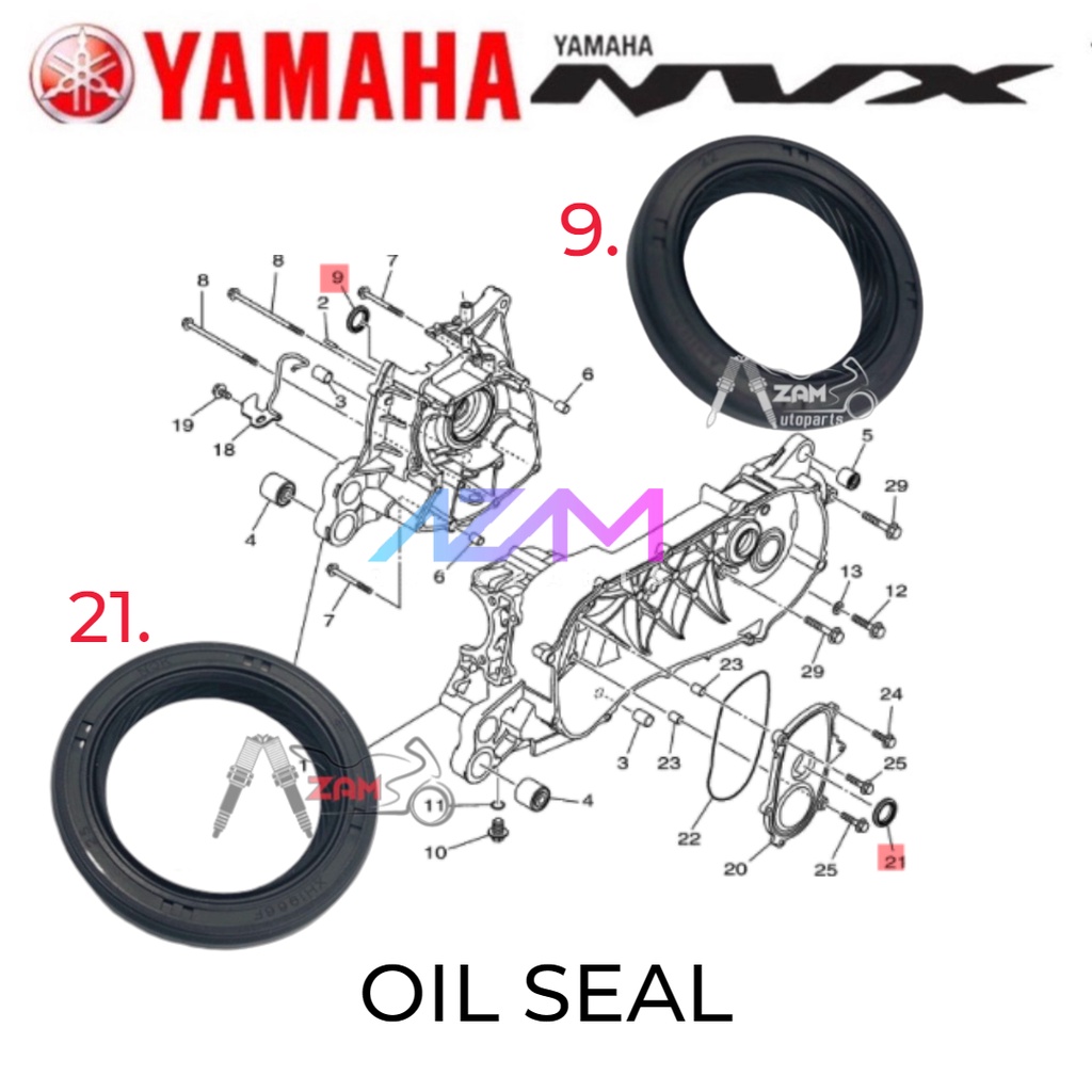 NVX V1 / NVX V2 / NMAX V1 / NMAX V2 CVT / CRANKCASE OIL SEAL 93102 ...