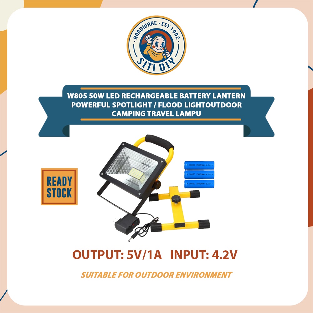 Original 50W LED Rechargeable Portable Flood Light Spot Light IP65 ...