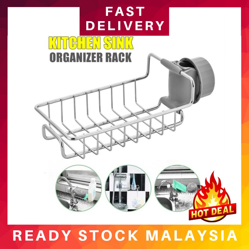 🔥 𝐑𝐄𝐀𝐃𝐘 𝐒𝐓𝐎𝐂𝐊 🔥Stainless Steel Faucet Storage Rack Adjustable Sink Rack ...