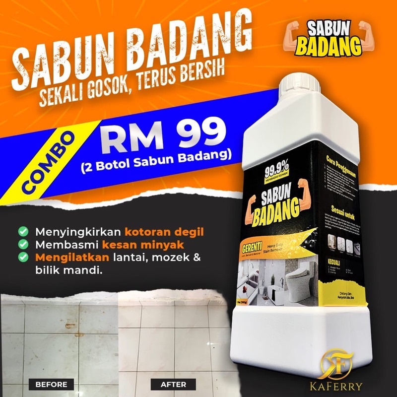 Sabun Badang (sabun pencuci lantai) penghilang kesan karat/Kotoran ...