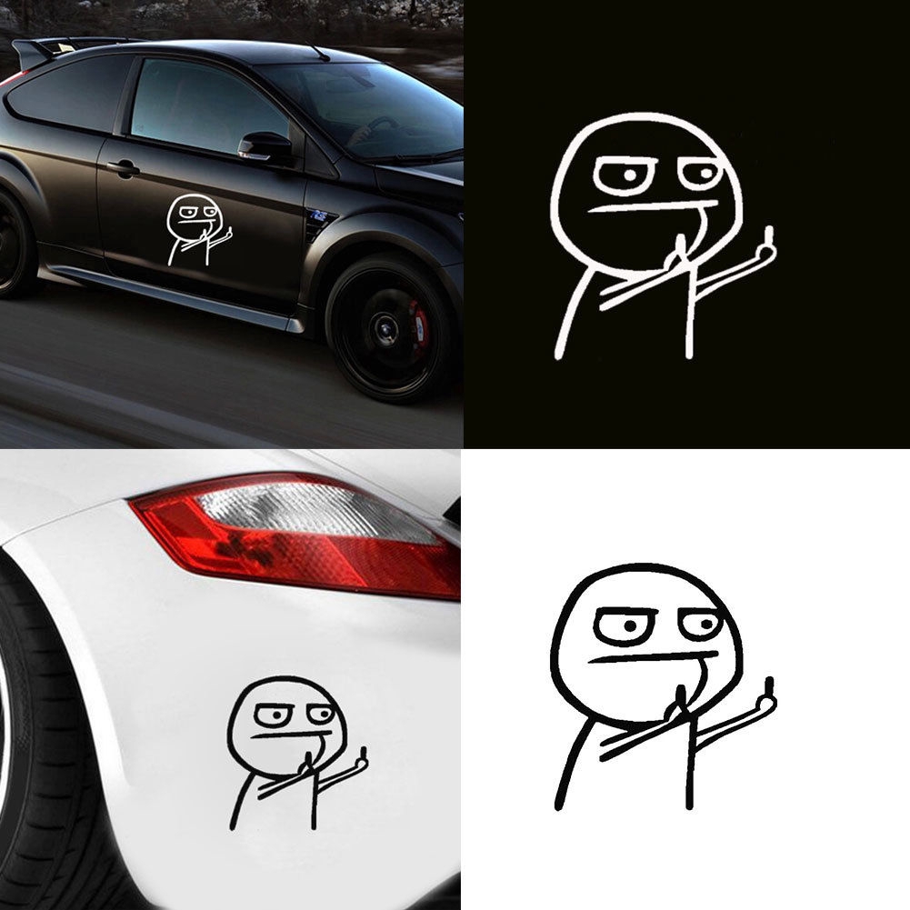 JDM Cartoon Two Middle Finger Car Sticker Laptop Motorcycle Decal Auto ...