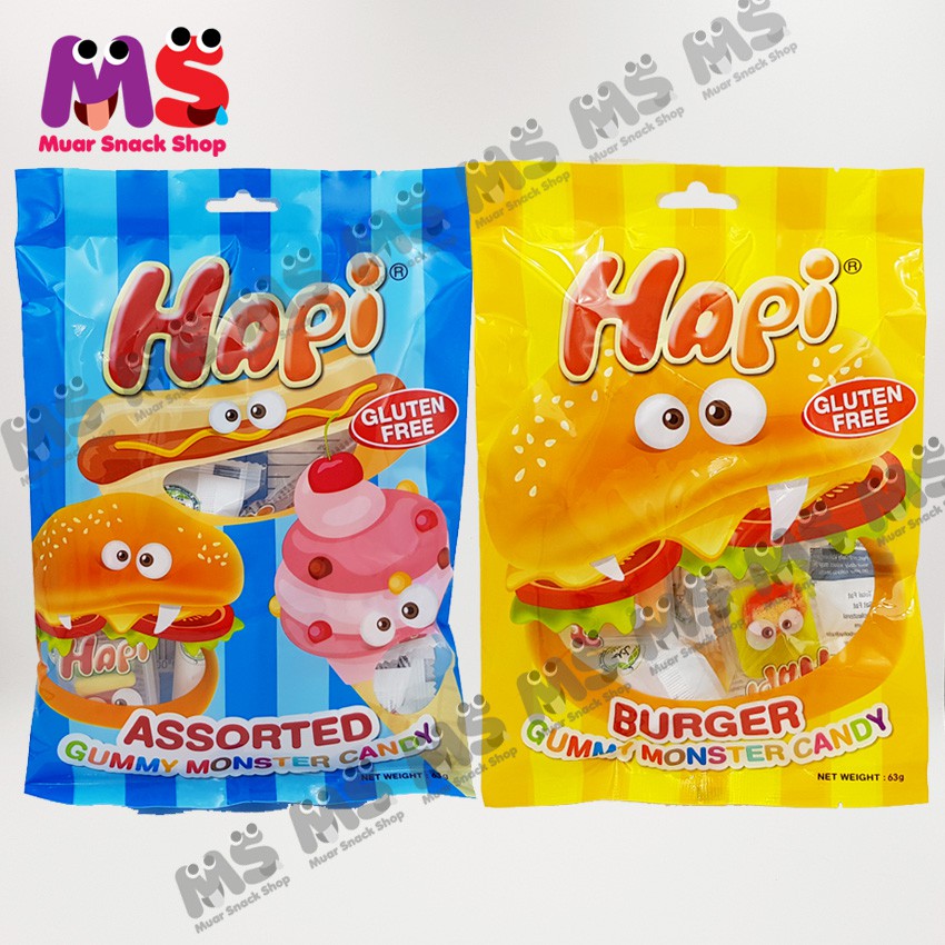HAPI Mini Burger Gummy Monster Candy 63g / HAPI Mini Assorted Gummy ...