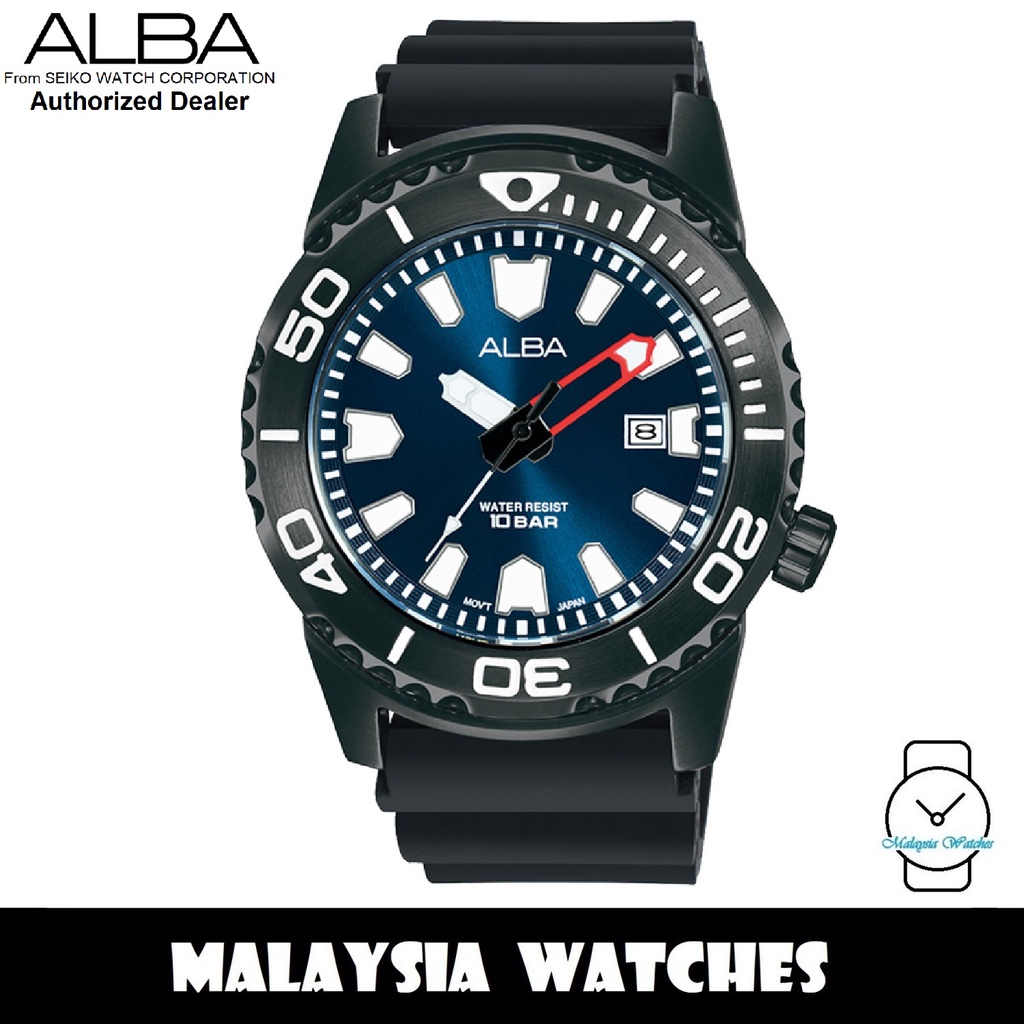 Alba AG8M11X Active Mini Monster Blue Dial Black-Tone Case Silicone ...