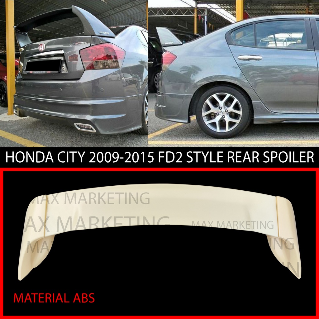 HONDA CITY 2009-2015 FD2 STYLE REAR SPOILER ABS SKIRT LIP BODYKIT ...