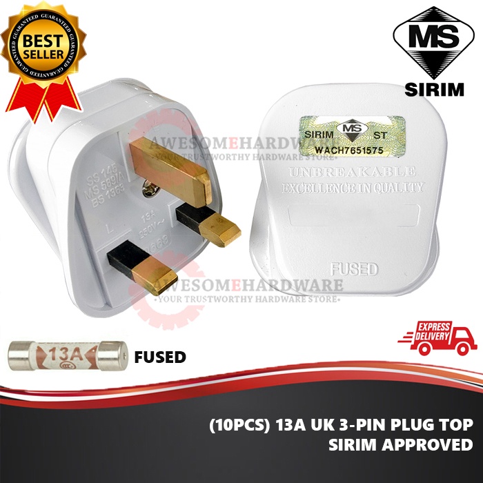 (SIRIM) 13AMP 13A UK 3 PIN PLUG TOP SIRIM APPROVED KEPALA PLUG | Shopee ...