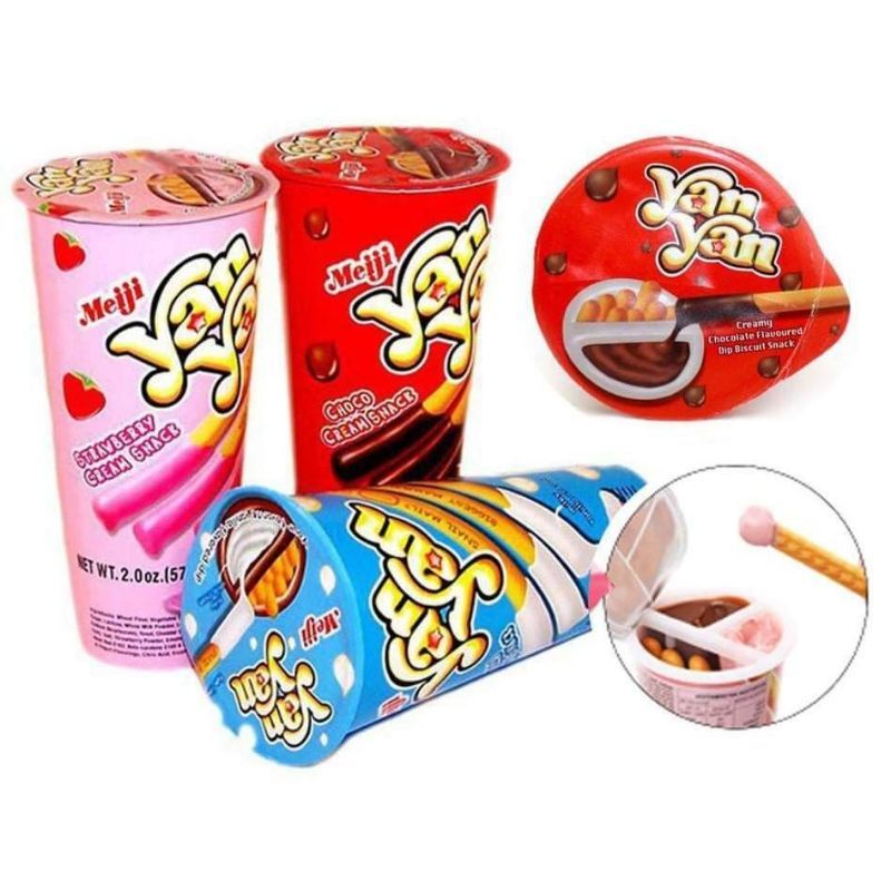 Yan Yan Meiji Cake Sticks with Chocolate and Strawberry Cream 50g ...
