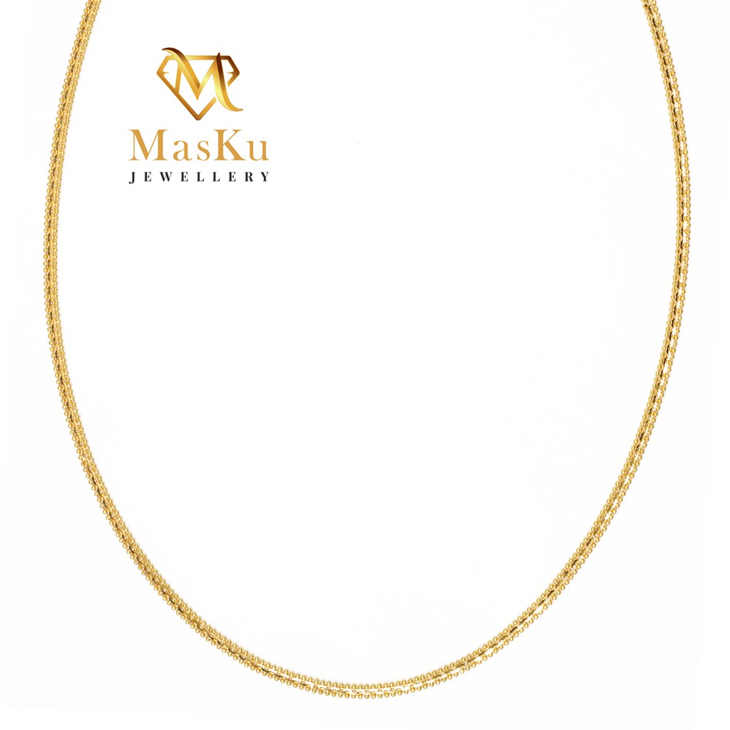 MasKu Jewellery 22K / 916 Rantai Leher Biji Lada MKJN180165: 44.5cm, 7 ...