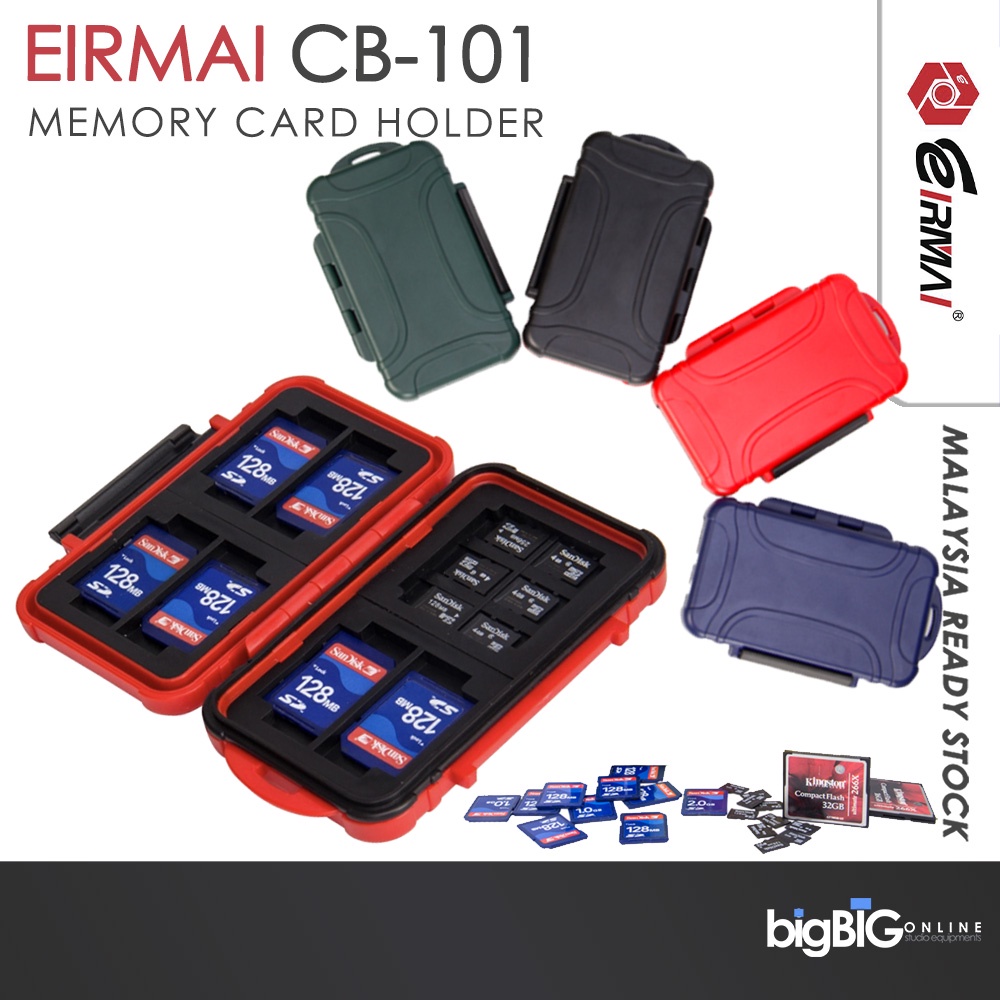 Eirmai CB-101 Memory Card Box for SD, MICRO SD, TF and CF Cards for Photography and Videography ...