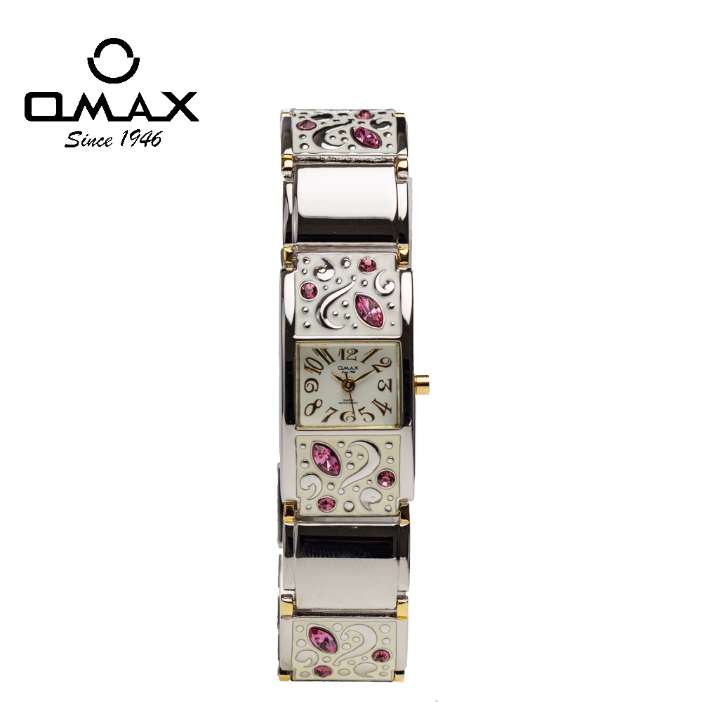 Omax Bracelet Watch Japan Movt Pink Stone Women's Crystal Wristwatch ...