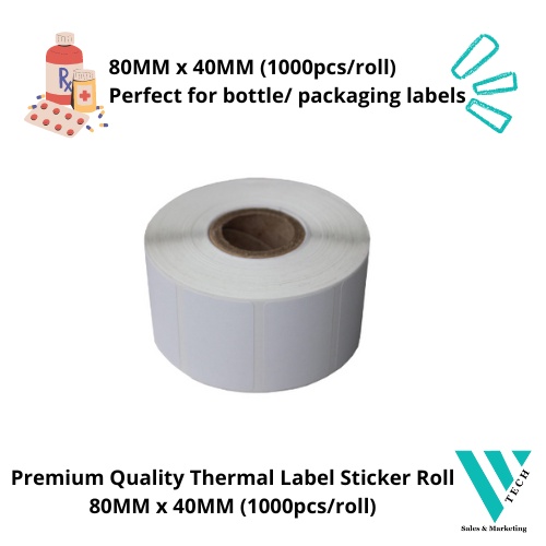 Barcode Label Thermal Sticker Roll 80MM x 40MM (1000pcs/roll) | Shopee ...