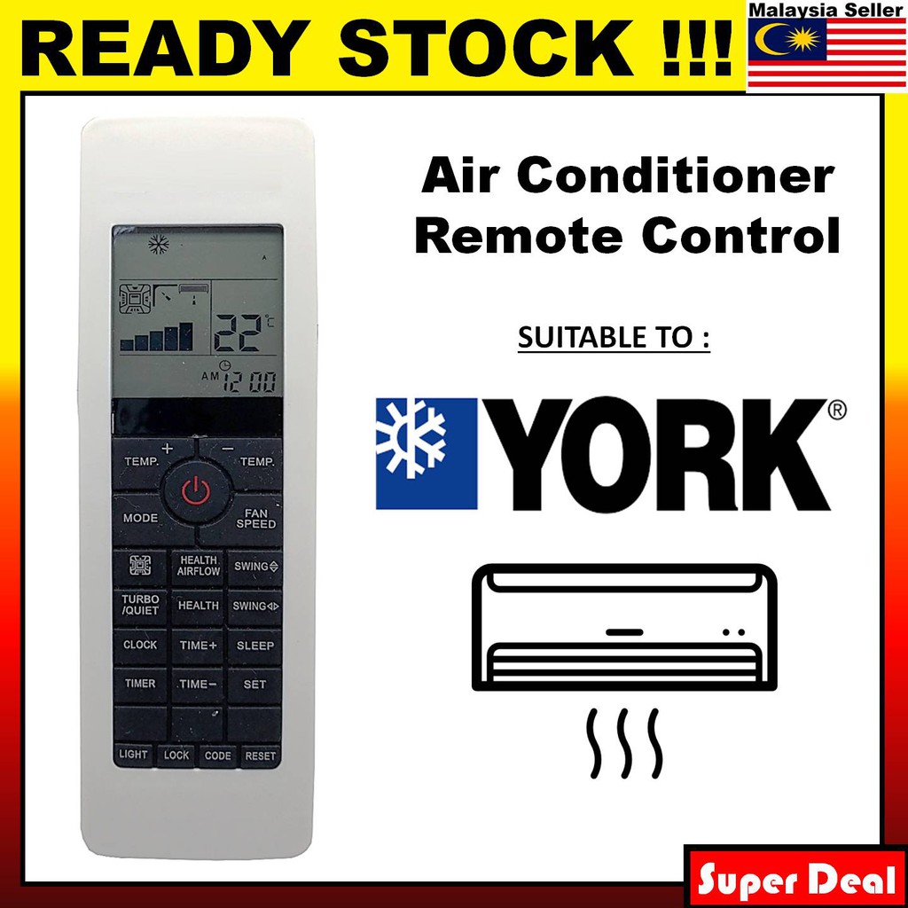 YORK Air Cond Aircon Aircond Air Conditioner Remote Control Replacement ...