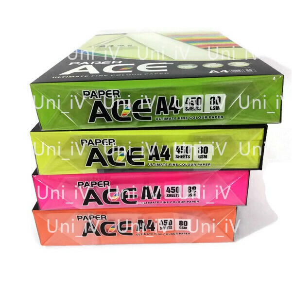 ACE A4 Cyber Colour Paper 80gsm 450 Sheets Kertas Warna Color Photostat ...