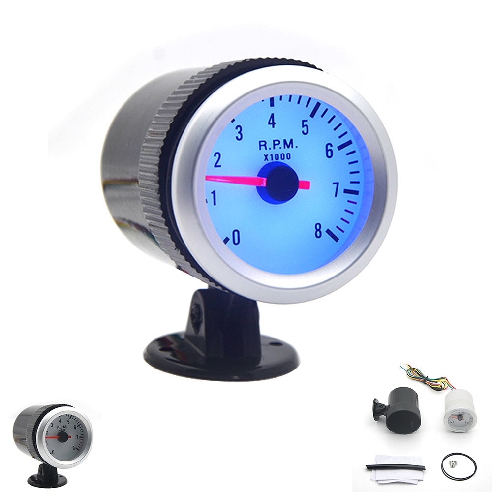 2" 52mm Tachometer RPM Gauge 0-8000RPM Analog 12V Car Meter Blue LED ...