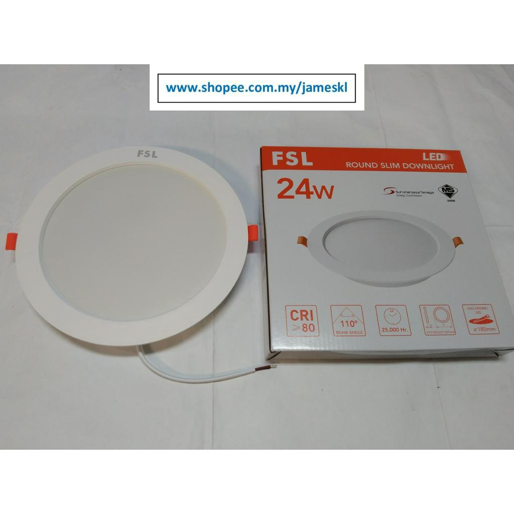 FSL 8 Inch Recessed Round 24W 6500K Slim LED Downlight (c/w Built-In LED Driver) | Shopee Malaysia