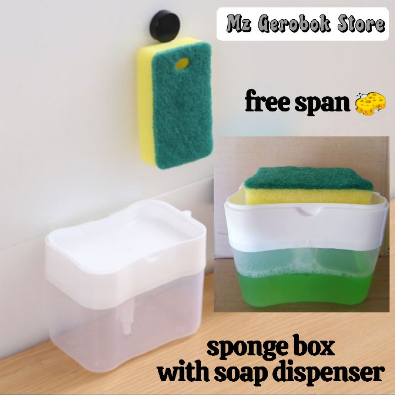💥READY STOK💥 SPONGE BOX WITH SOAP DISPENSER / SOAP PUMP WITH SPONGE ...
