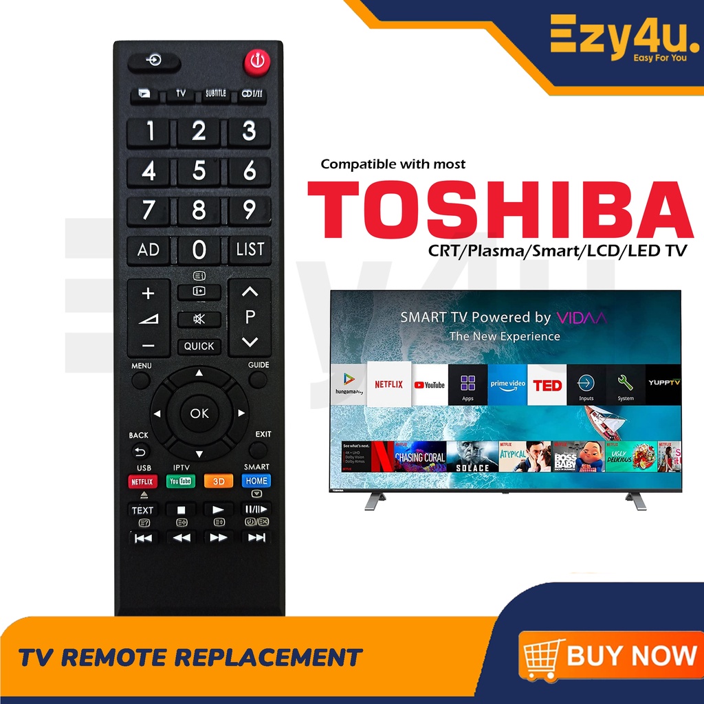 𝗧𝗢𝗦𝗛𝗜𝗕𝗔 𝗟𝗖𝗗 𝗟𝗘𝗗 𝗧𝗩 Remote Control REGZA RM-L890+ CT-90436 Compatible With CT-90325 CT-90351 CT ...