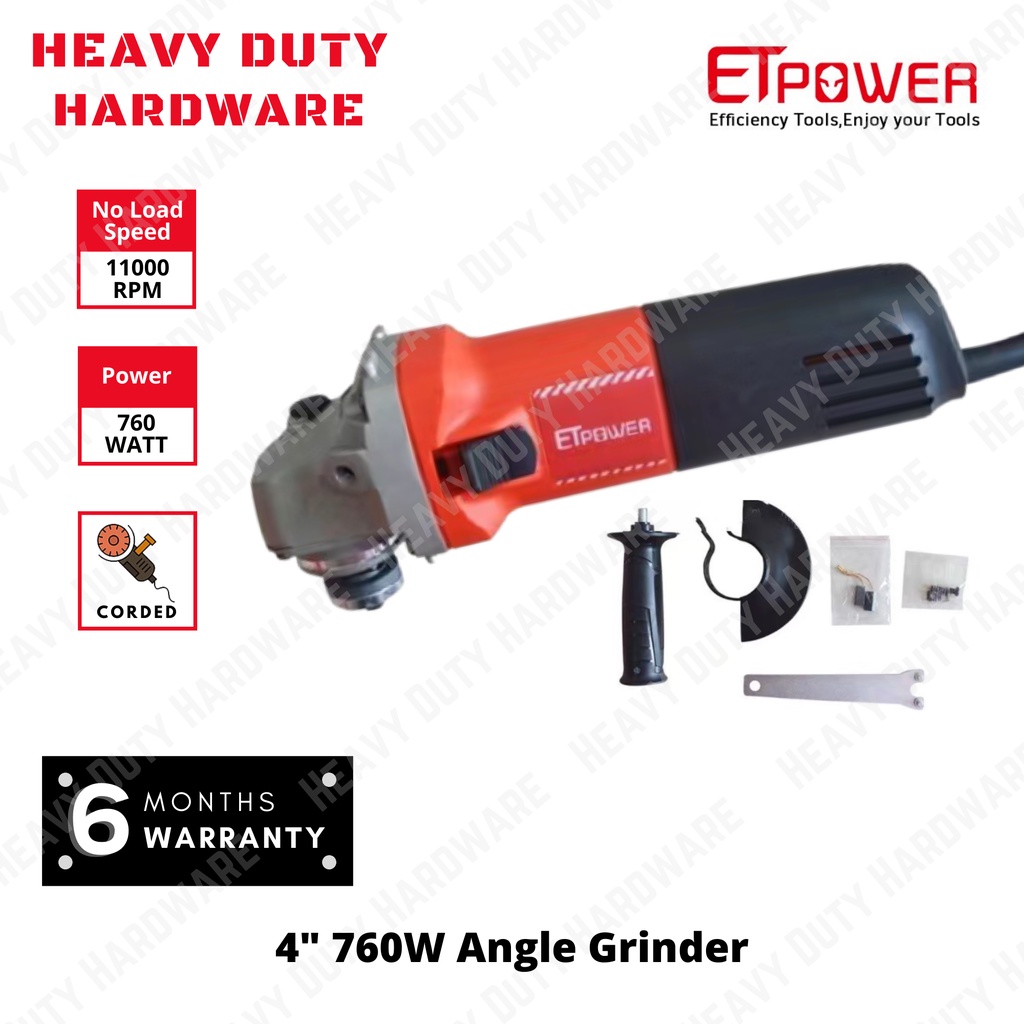 ET Power Electric 4 Inch Angle Grinder 760W Potong Besi ( Wire ...