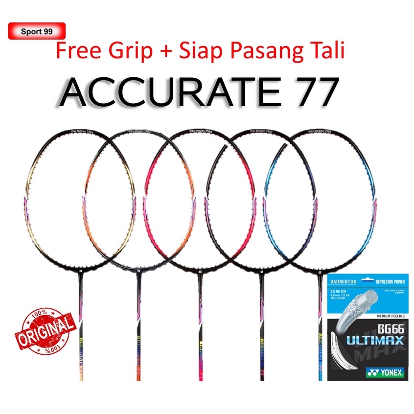 (Siap Pasang Tali 4-KNOT + Free Grip) ORIGINAL Apacs Accurate Series ...