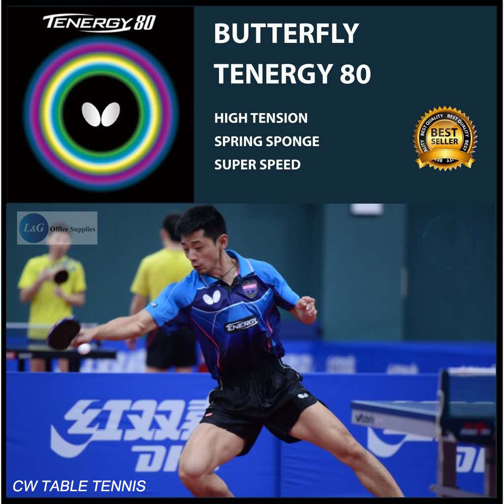 BUTTERFLY Tenergy 80 Spin-Elastic Inverted Rubber Table Tennis Ping ...