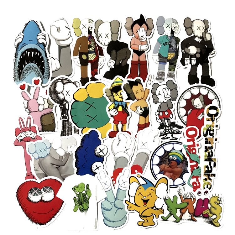27 pcs Kaws Trendy Brand Waterproof Stickers for Luggage/Laptop/Phone ...