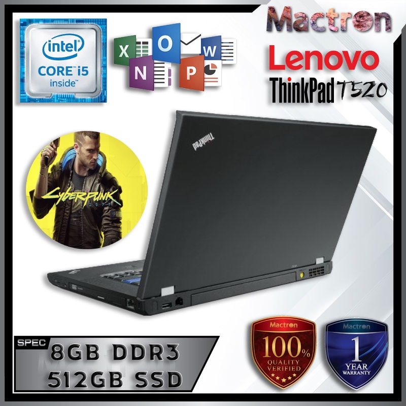 LENOVO THINKPAD T520 - GAMING & BUSINESS EDITION - INTEL CORE I5 / 8GB DDR3 RAM / 512GB SSD ...