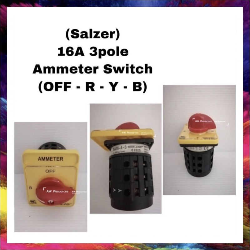 (Salzer) 16A 3pole Ammeter Switch (OFF - R - Y - B) | Shopee Malaysia