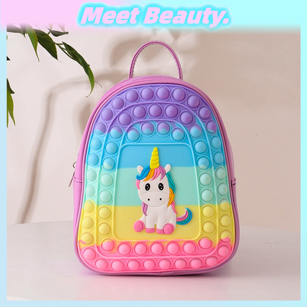 Pop It Fidget Toy Unicorn Peripheral Backpack Pop Bookbag Rainbow ...