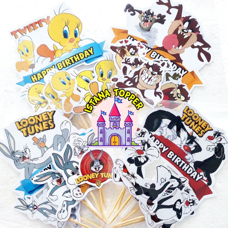 Standart Cake Topper with Tweety, Tasmania, Bugs Bunny, and Sylvester ...