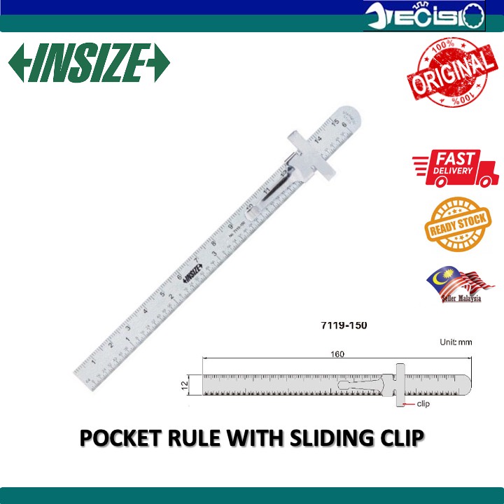 INSIZE 7119-150 POCKET RULE WITH SLIDING CLIP | Shopee Malaysia INSIZE 7119-150 POCKET RULE WITH SLIDING CLIP | Shopee Malaysia