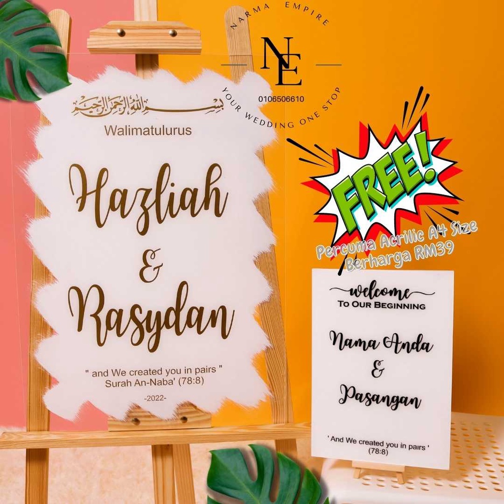 Wedding Welcome Board | Signboard Kahwin | Board Perkahwinan | Acrylic ...