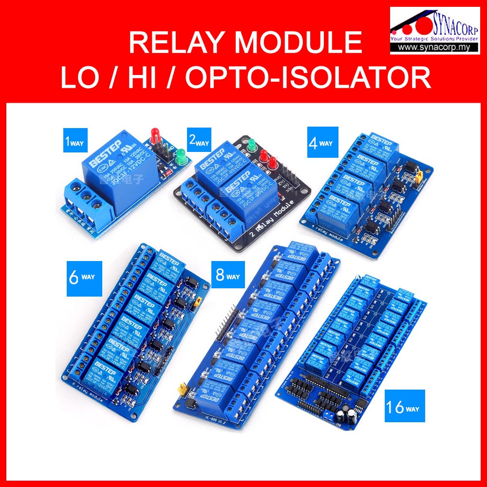 5V / 12V Relay Module 1/2/4/8 Way Channel Low / High / Optocoupler Isolation Rduino | Shopee ...