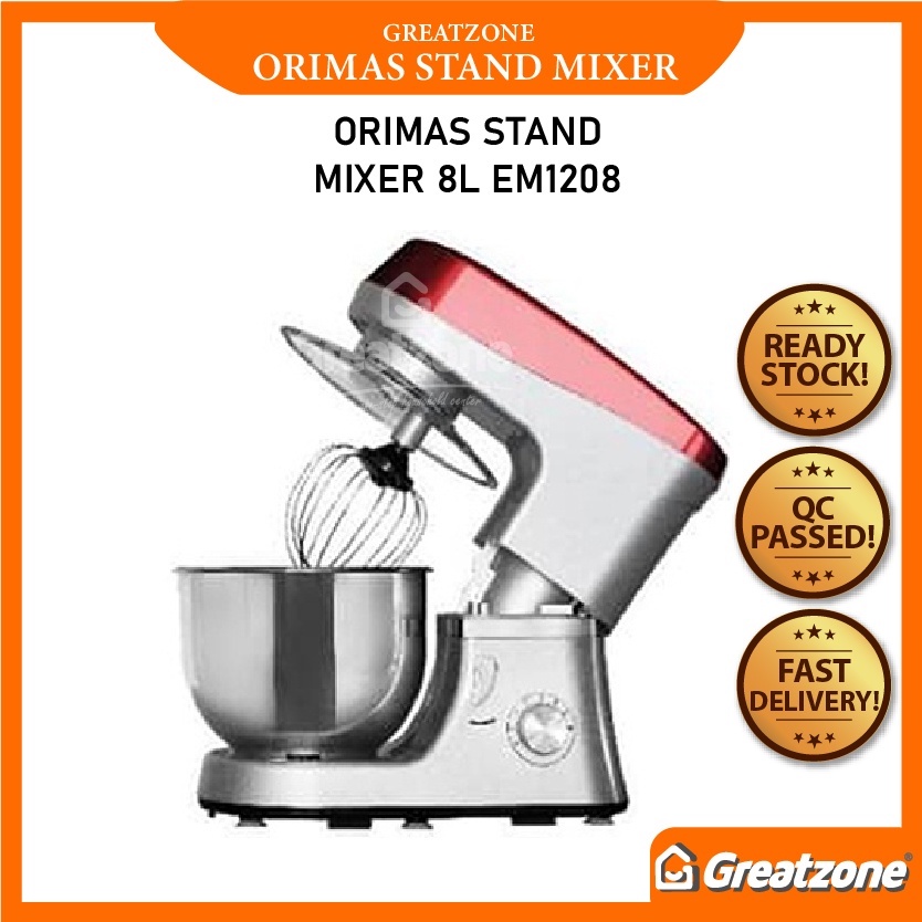READY STOCK ORIMAS STAND MIXER MESIN PENGADUN KUIH 8L EM1208 | Shopee ...