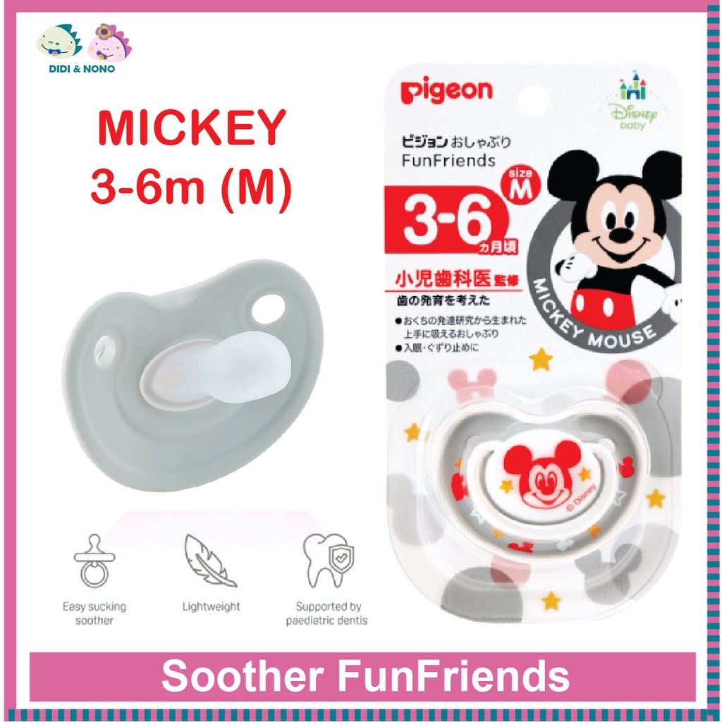 Pigeon FunFriends Disney Soother - Mickey Minnie (S/M/L) Puting Kosong Bayi | Shopee Malaysia