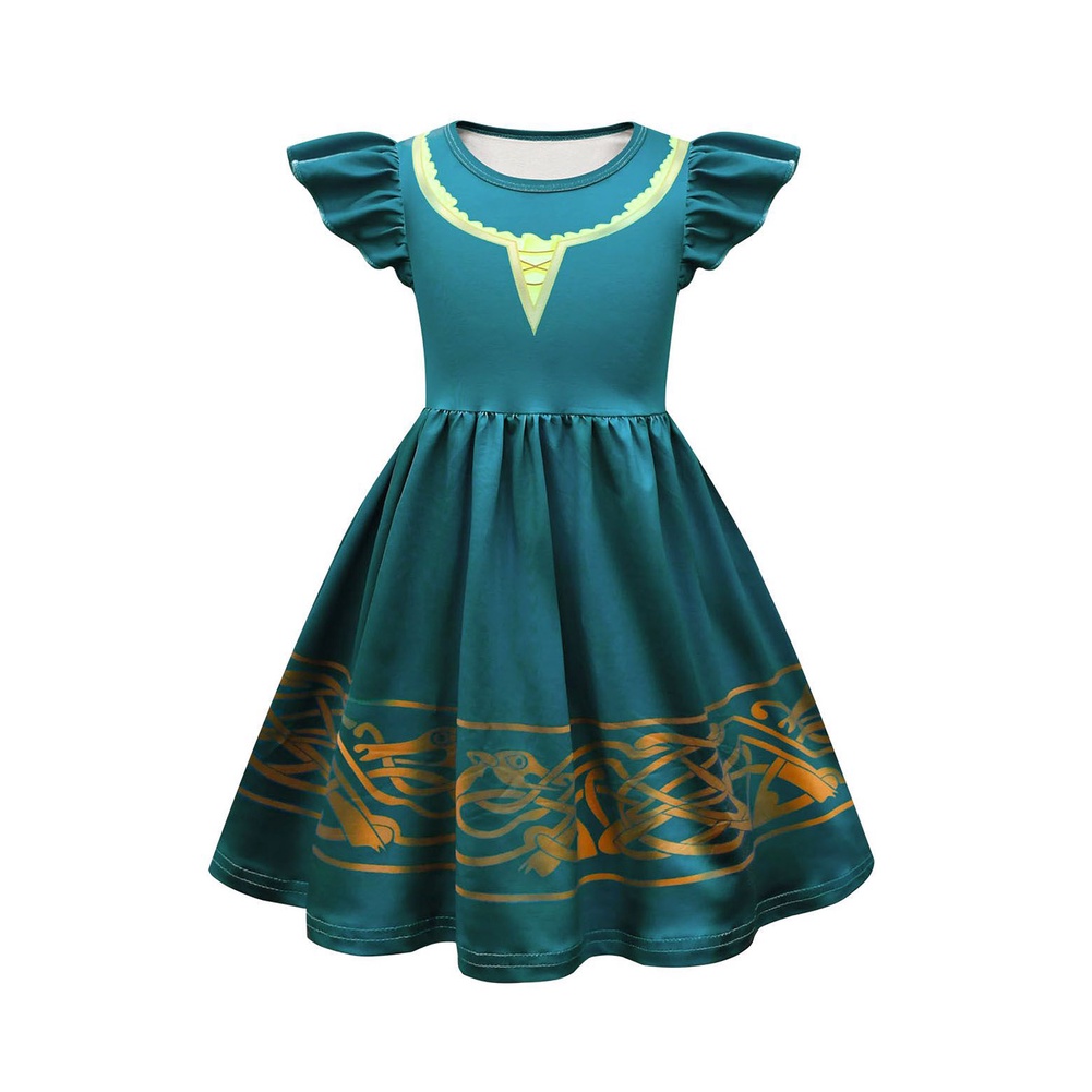 Kids Merida Costume Dress Cosplay Girl Princess Dresses Skirt Uniform ...