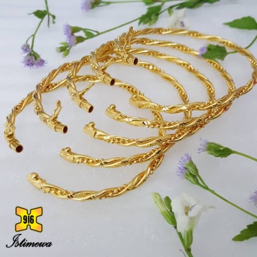 ISEWA 916 Gold Bangles Rope Gelang Tangan Pintal Bersinar Emas 916 ...