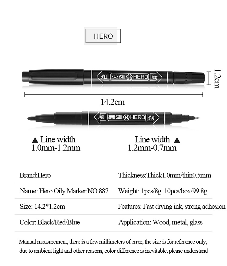 Hero Double Heads Oily Marker CD/DVD Markers Hook Line Pen Signing Pens ...