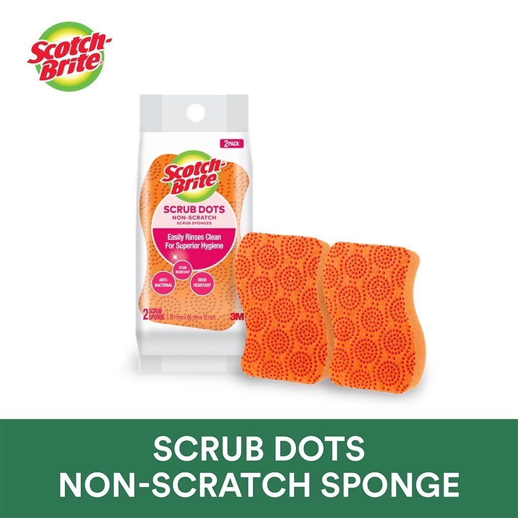 3M Scotch Brite Scrub Dots Non Scratch Scrub Sponge (2 Pcs/Pack ...