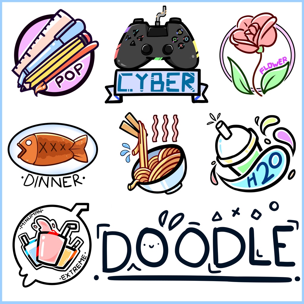 (CLOSED)Cute Simple Doodle Drawing Logo | [Commission] | Shopee Malaysia