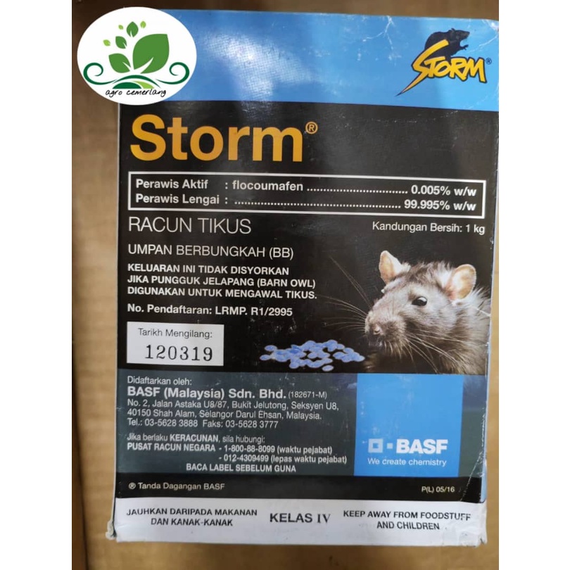 BASF STORM RAT KILLER / RACUN TIKUS STORM (BIRU BULAT) 100GM / 1KG ...
