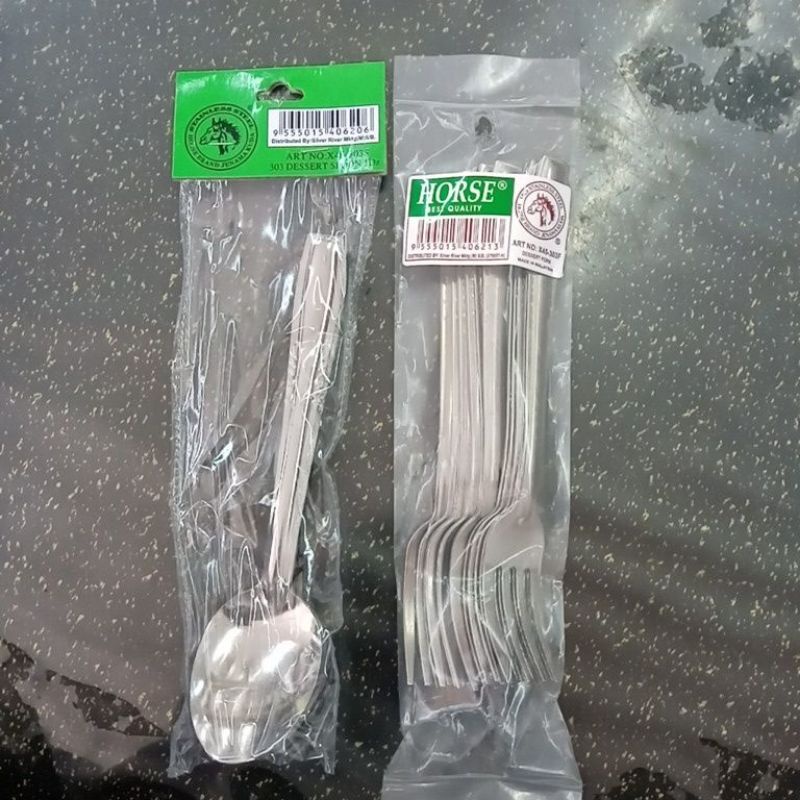 HORSE High Quality Stainless Steel Sudu dan Garfu 12 pcs / Dessert Fork ...