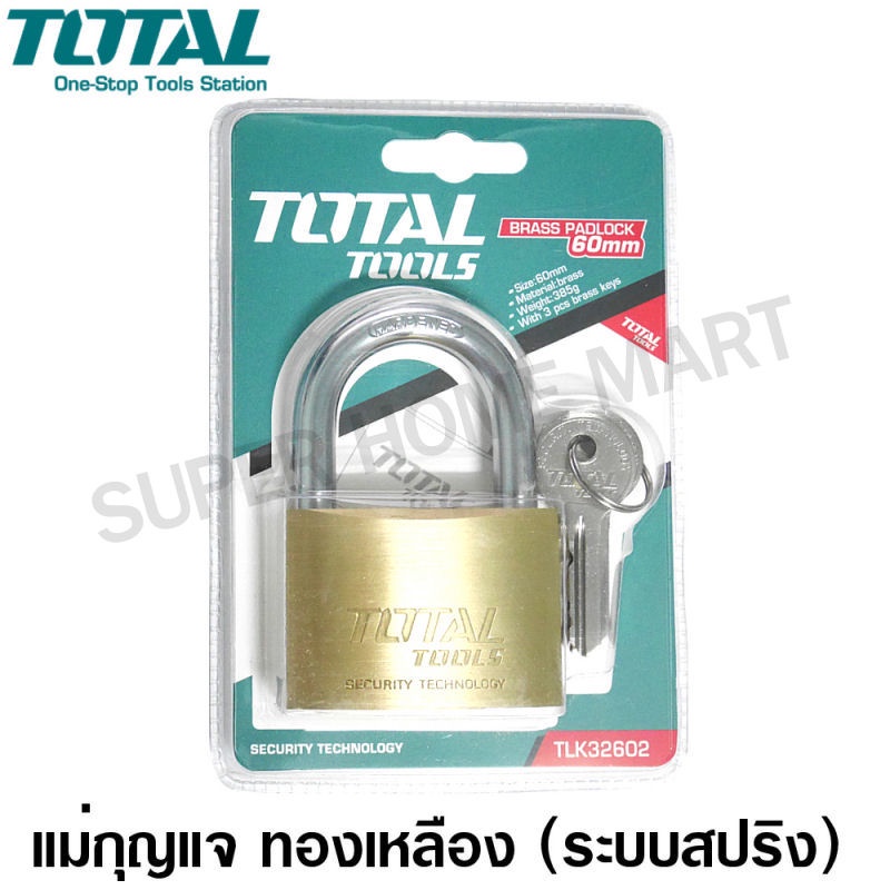 Total Brass Padlock With Spring Lock System 60 Mm Model TLK32602 (Brass ...