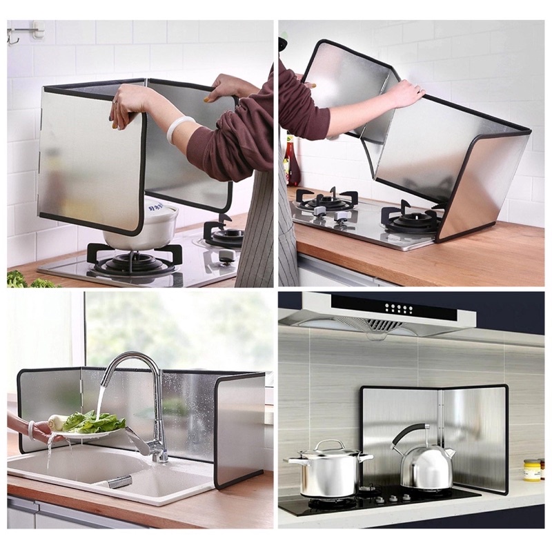 🔥 SOLID 🔥 Stainless Steel Oil Block Removable Kitchen Baffle Foldable ...