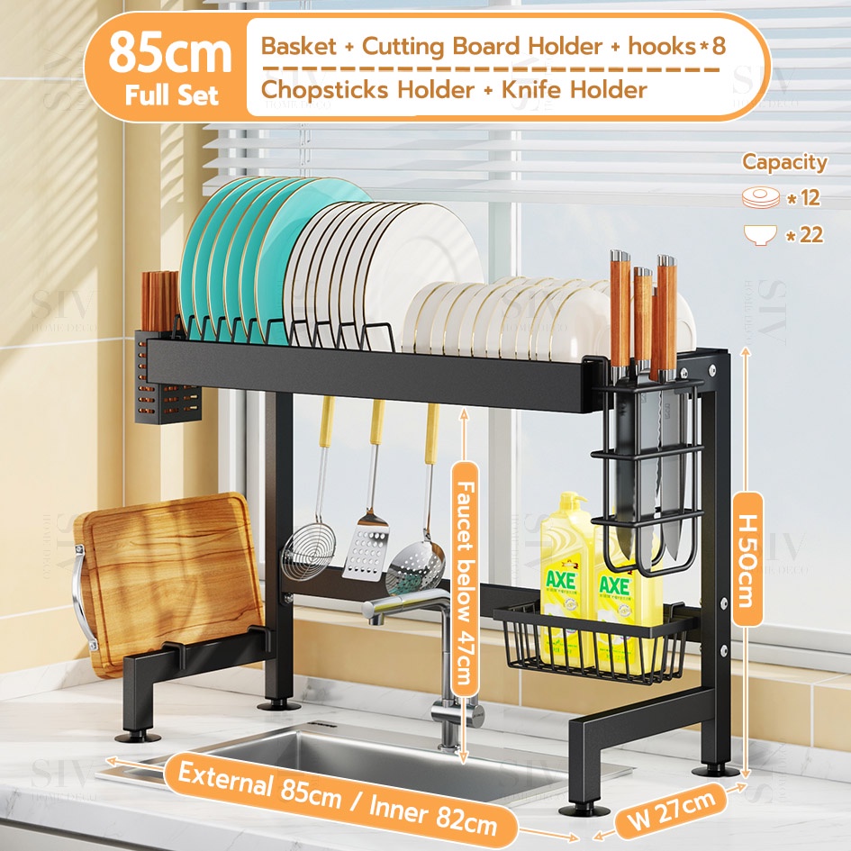 SIV Dish Cabinet Rack Over-The-Sink Dish Drainer Drying Rack Plate ...